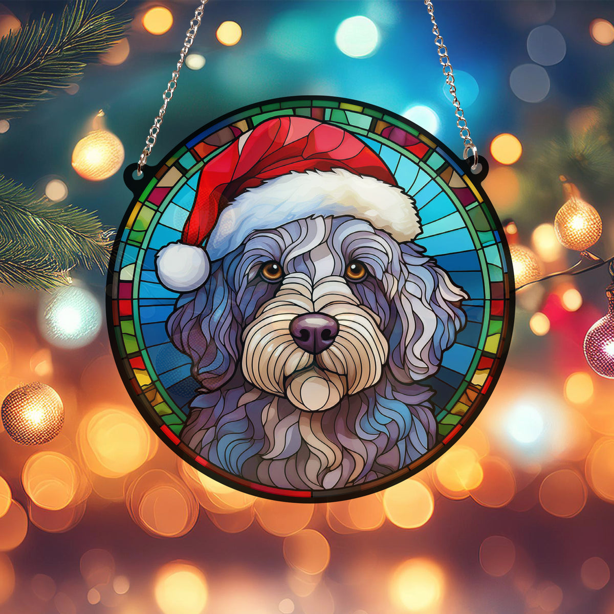 Labradoodle Grey Christmas Suncatcher – Villager Jim's Shop