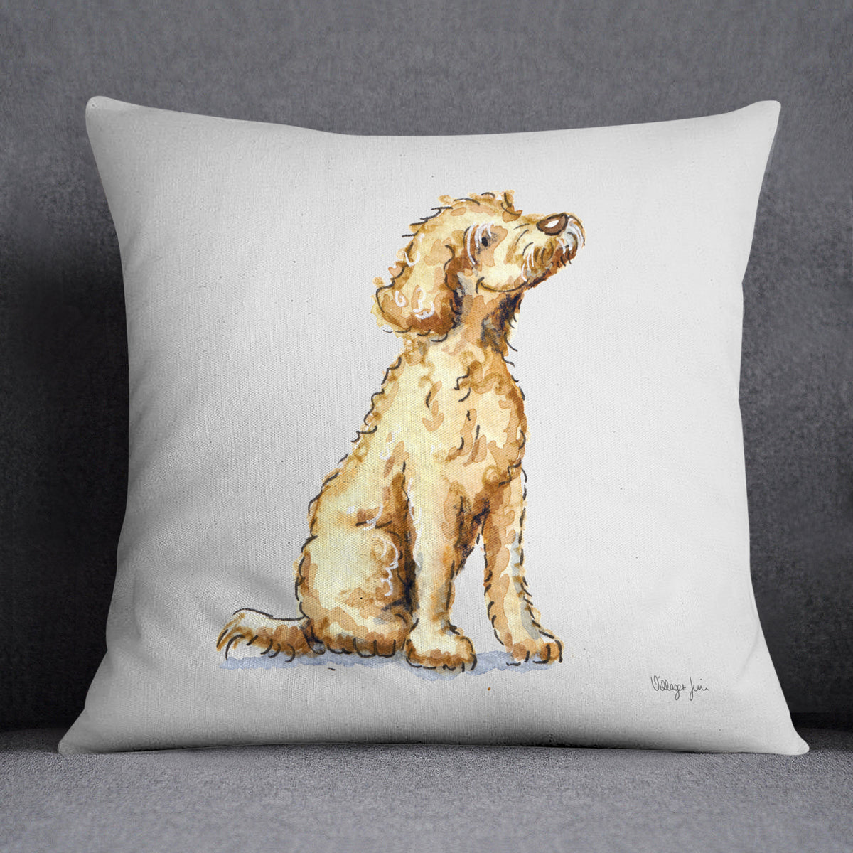 Labradoodle Yellow Sitting Cushion – Villager Jim's Shop