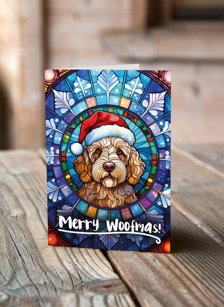 Labradoodle Golden in a Santa Hat Christmas Card – Villager Jim's Shop
