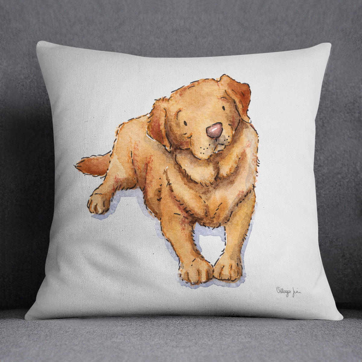 Labrador Fox Red Laying Cushion – Villager Jim's Shop