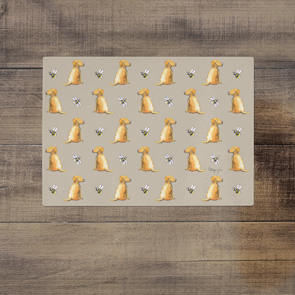 Labrador Yellow and Bee Glass Worktop Saver – Villager Jim's Shop