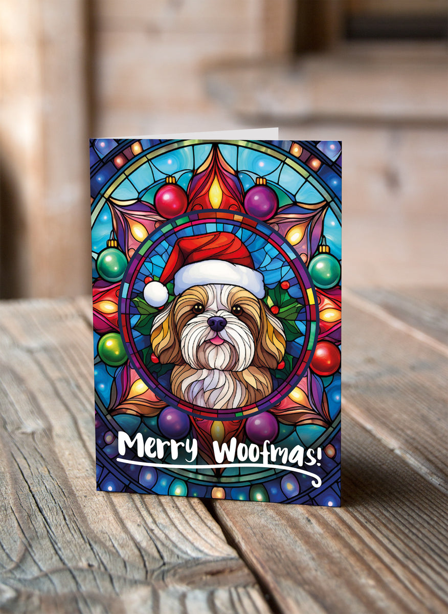 Lhasa Apso in a Santa Hat Christmas Card – Villager Jim's Shop