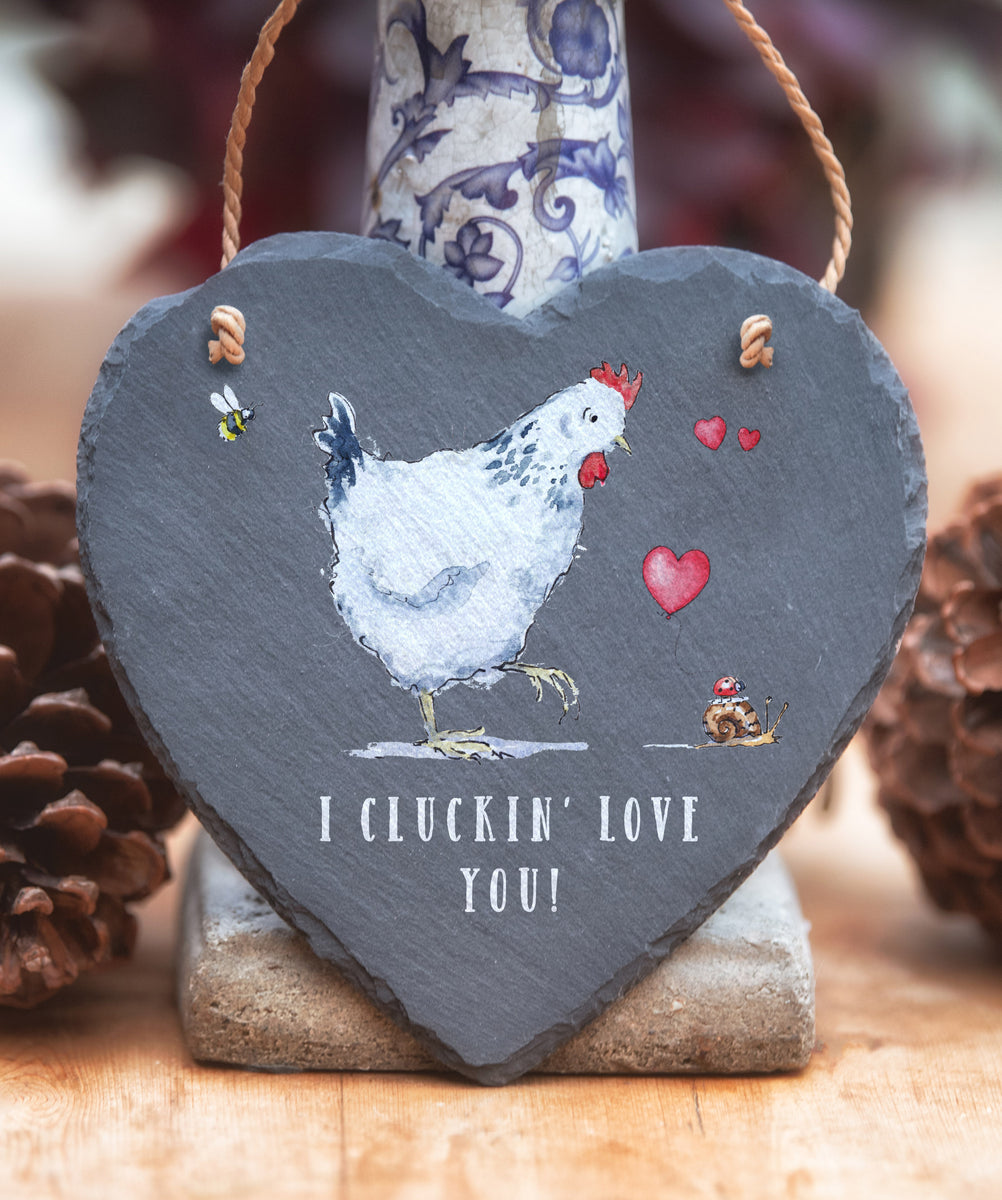 I Cluckin Love You Chicken Slate Heart – Villager Jim's Shop