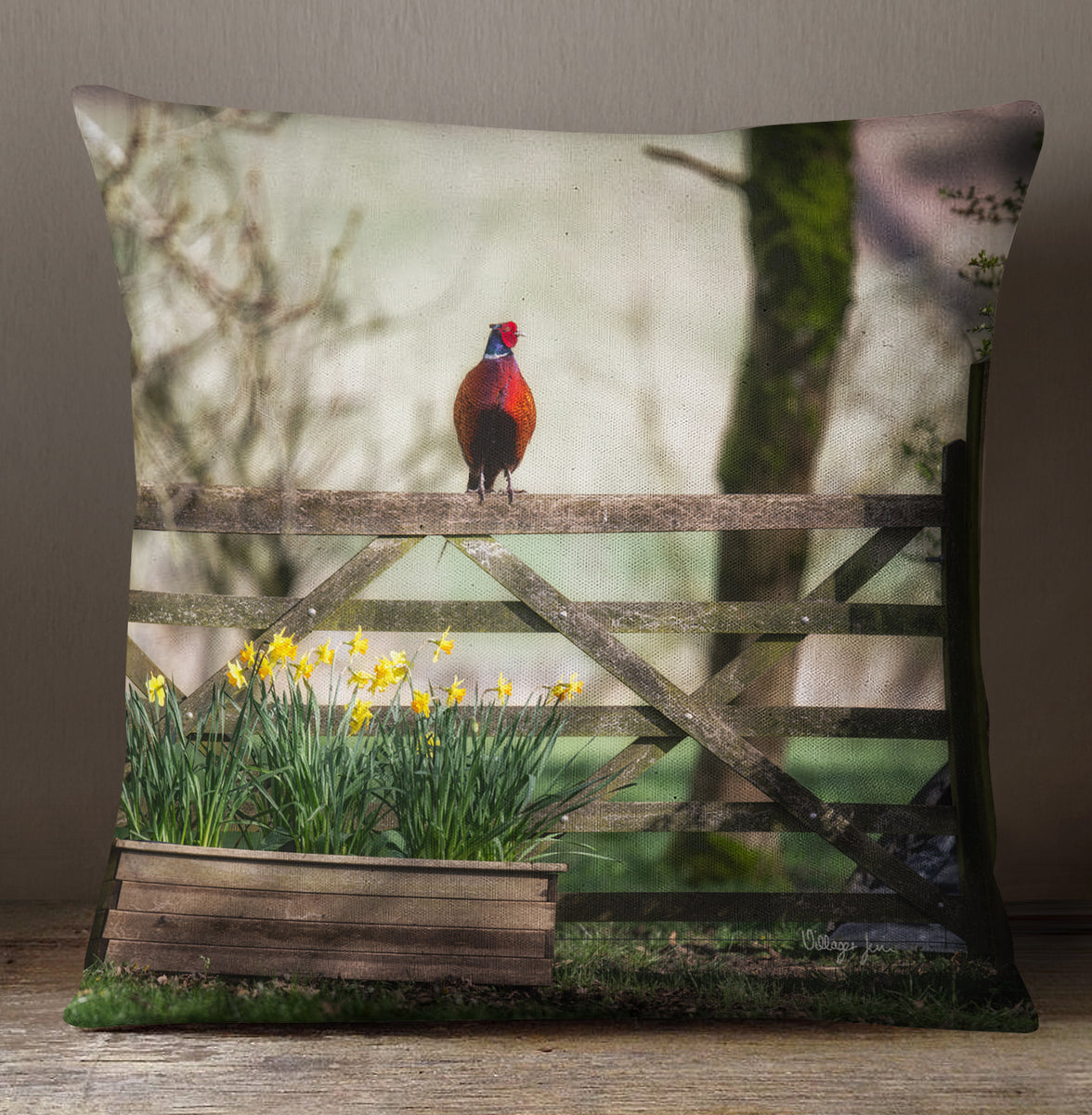 Norman in the Springtime Cushion – Villager Jim's Shop