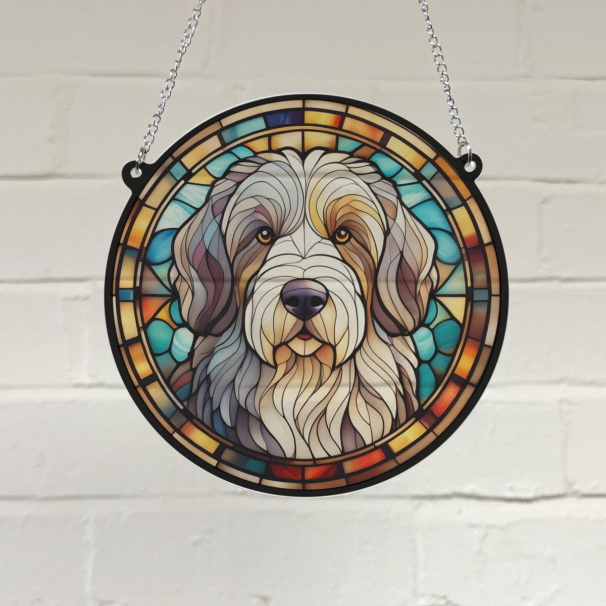 Old English Sheepdog Stained Glass Effect Suncatcher – Villager Jim's Shop