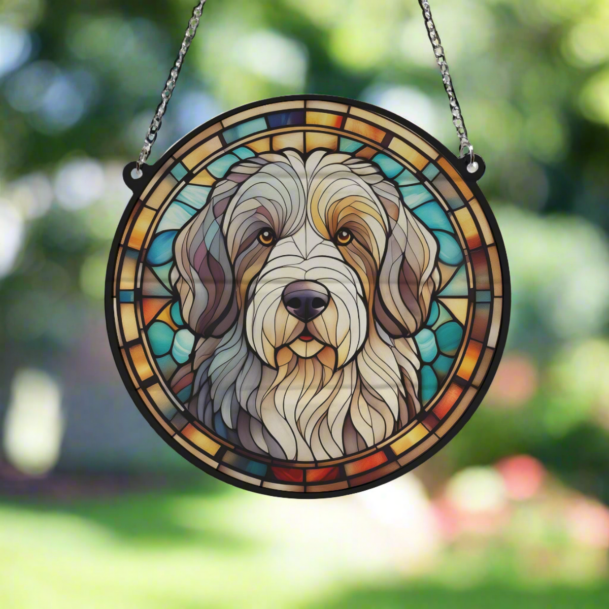 Old English Sheepdog Stained Glass Effect Suncatcher CLEARANCE ...
