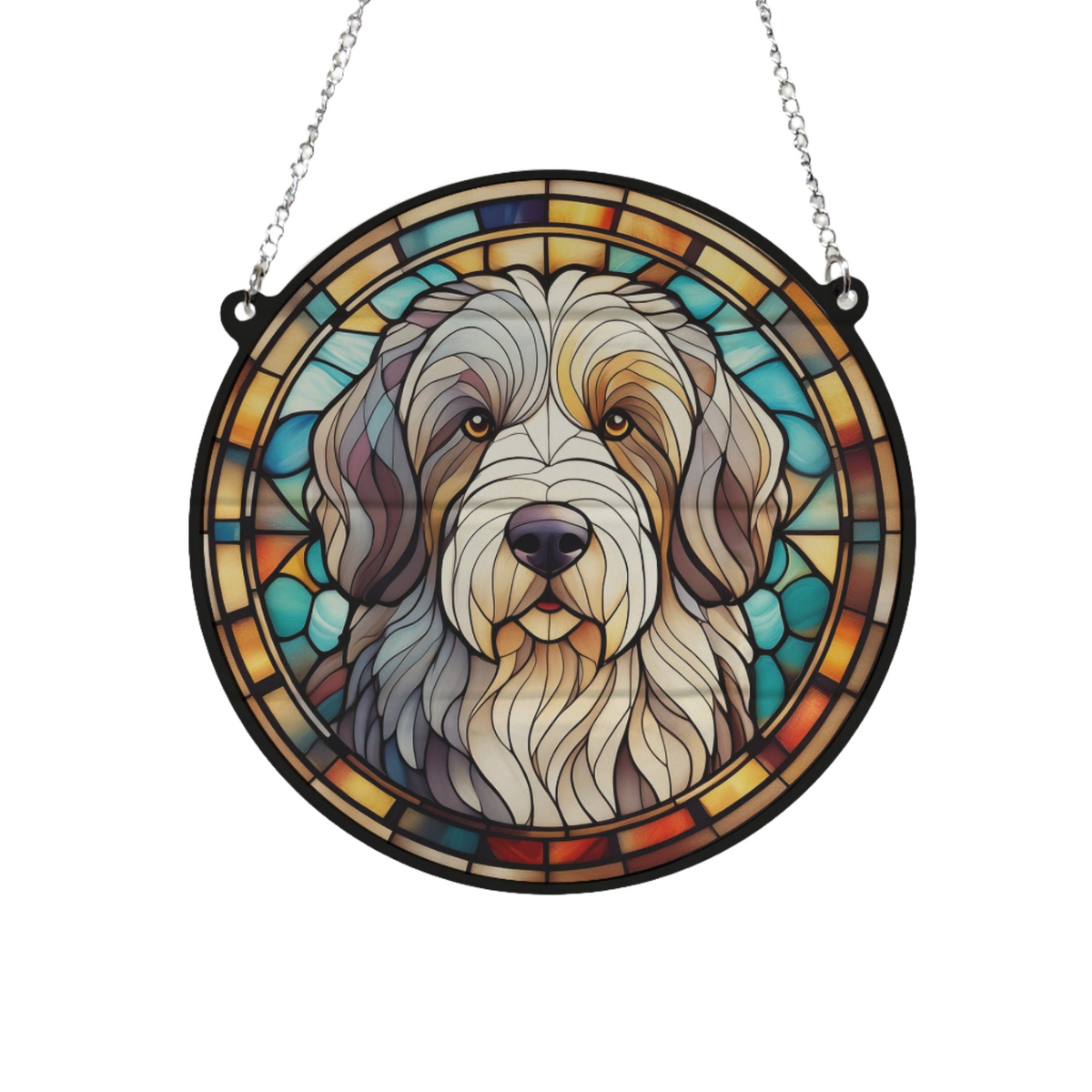 Old English Sheepdog Stained Glass Effect Suncatcher – Villager Jim's Shop