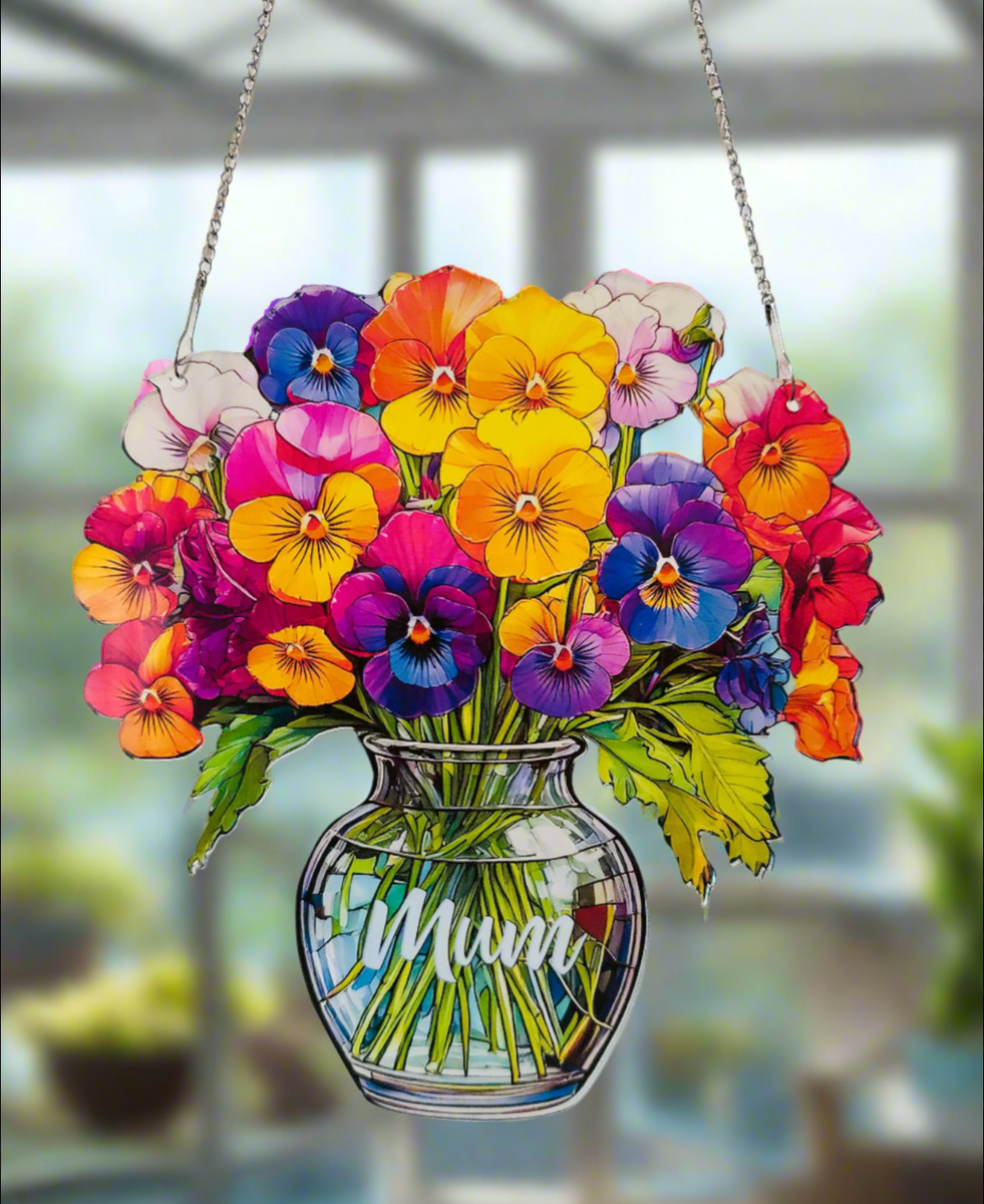 Everlasting Pansies in Vase – Villager Jim's Shop