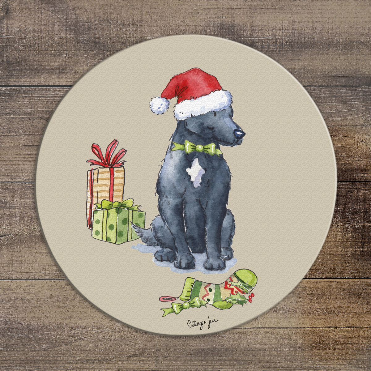 Old English Sheepdog Christmas Circular Glass Worktop Saver – Villager ...