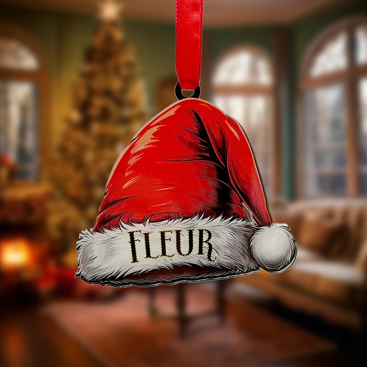 Personalised Santa Hat Tree Decoration – Villager Jim's Shop