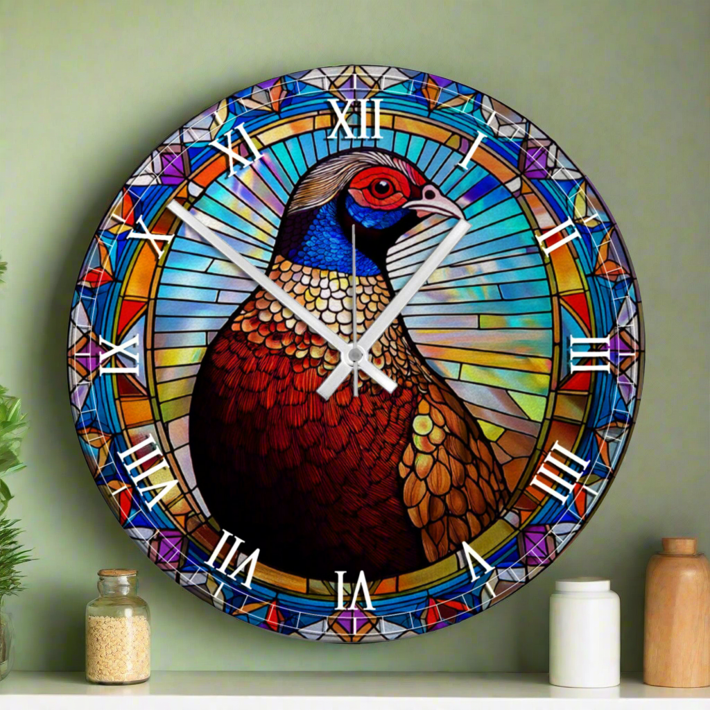 Norman the Pheasant Suncatcher Effect Clock – Villager Jim's Shop
