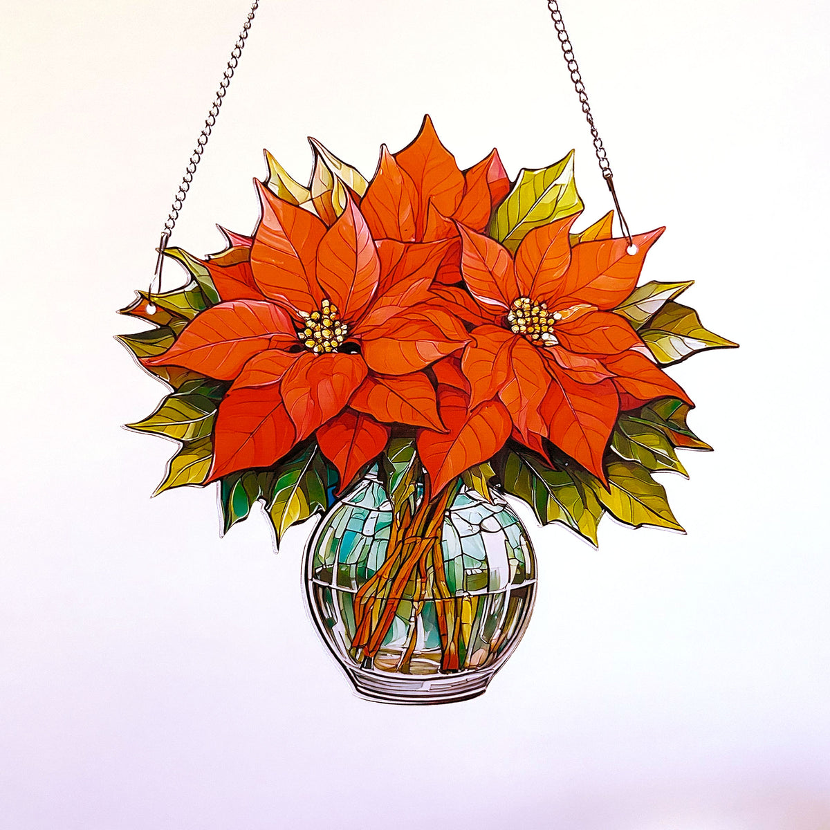 Poinsetta (December)- Birth Flower Suncatchers – Villager Jim's Shop