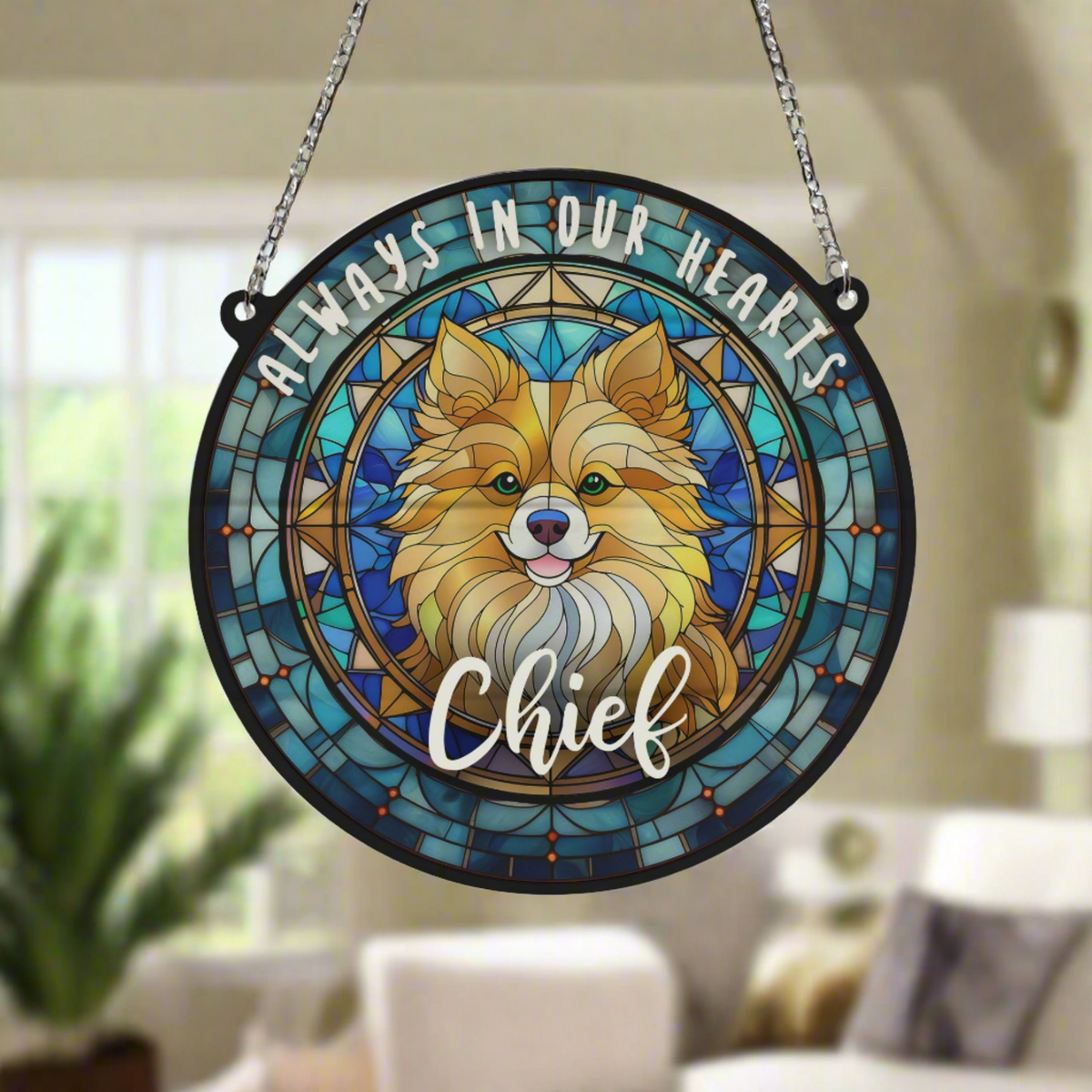 Pomeranian Memorial Stained Glass Effect Suncatcher – Villager Jim's Shop