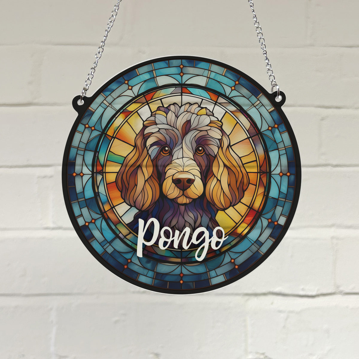Poodle Personalised Stained Glass Effect Suncatcher – Villager Jim's Shop