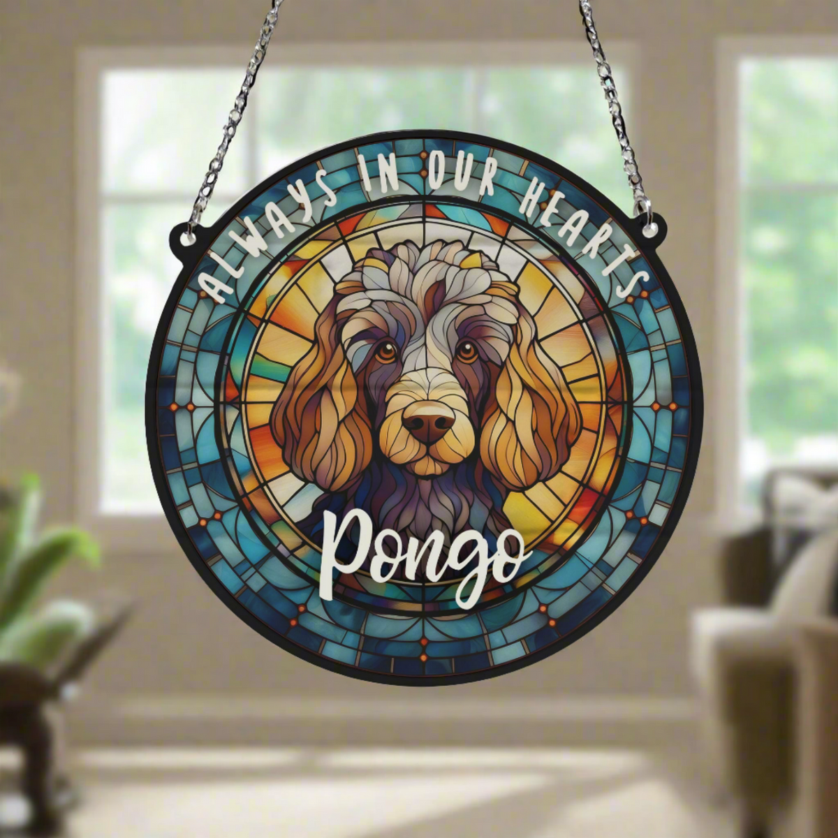 Poodle Memorial Stained Glass Effect Suncatcher – Villager Jim's Shop
