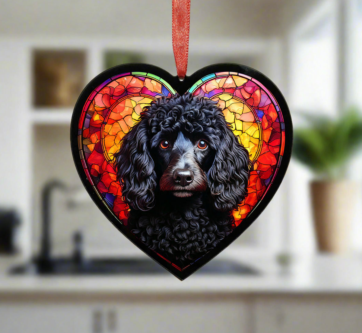 Poodle Black Glass Effect Heart Suncatcher – Villager Jim's Shop