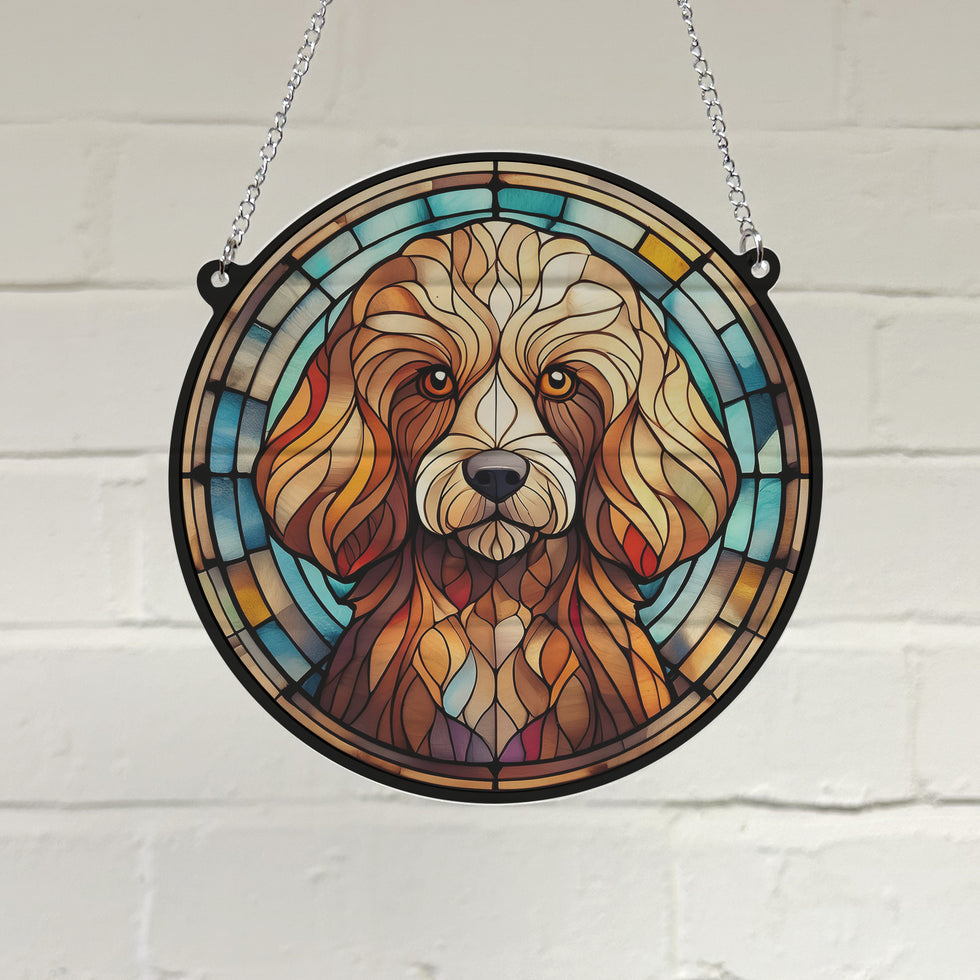 Poodle Red Stained Glass Effect Suncatcher – Villager Jim's Shop