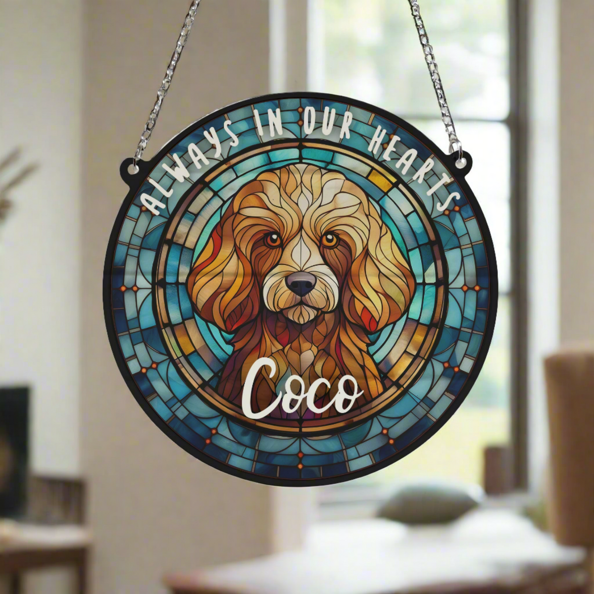 Poodle Red Memorial Stained Glass Effect Suncatcher – Villager Jim's Shop