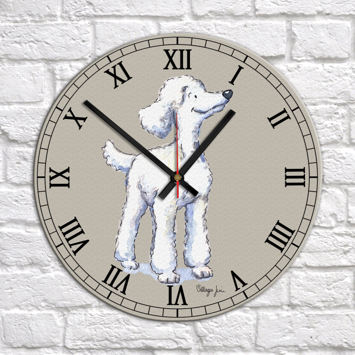 Poodle White Clock – Villager Jim's Shop