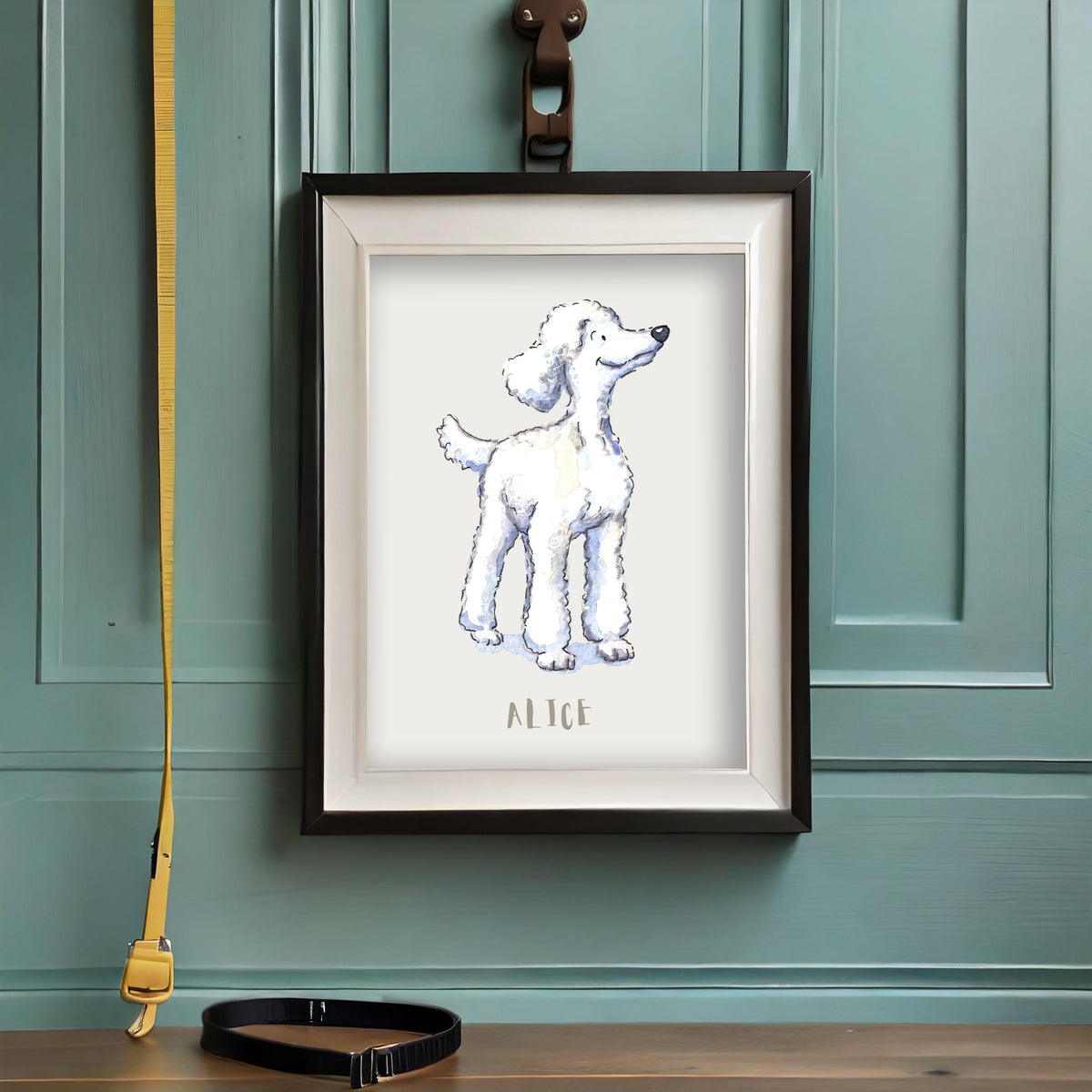 Poodle White Personalised Dog Print – Villager Jim's Shop
