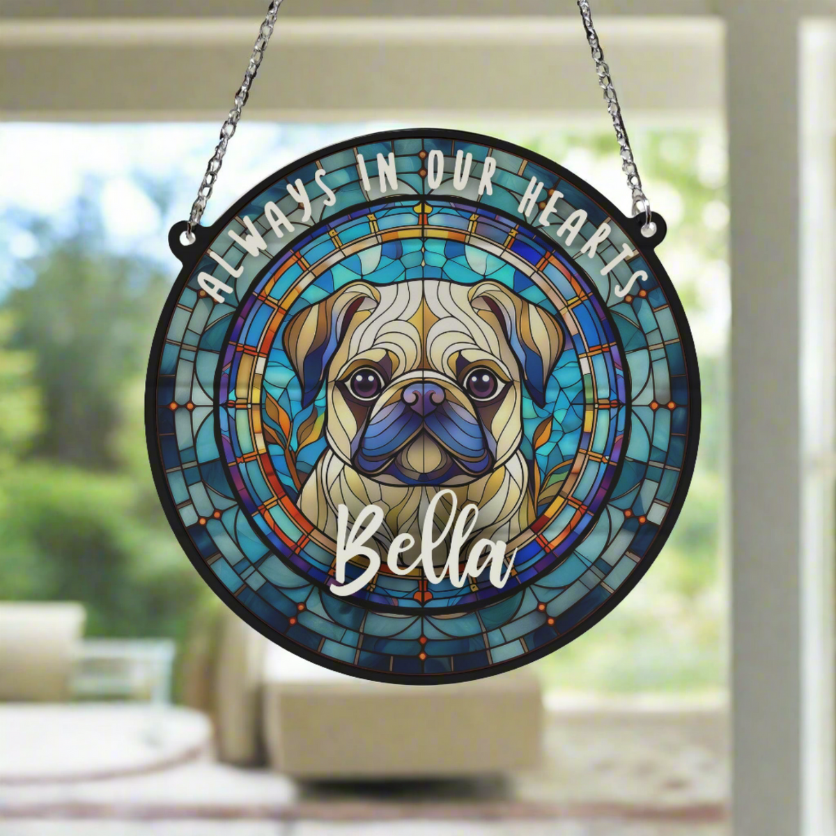 Pug Memorial Stained Glass Effect Suncatcher – Villager Jim's Shop