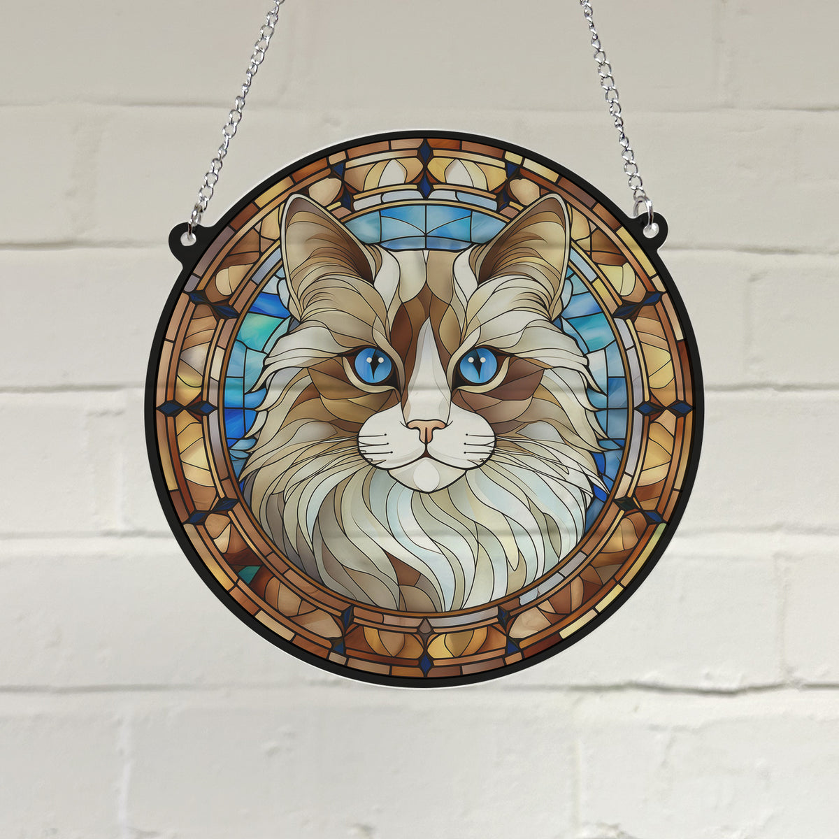 Cat Ragdoll Stained Glass Effect Suncatcher – Villager Jim's Shop