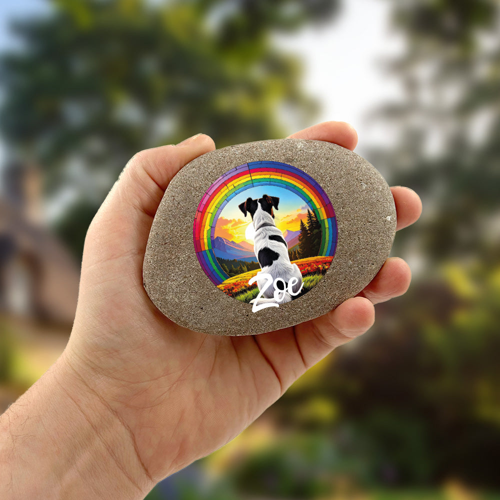 Rainbow Jack Russell Personalised Pebble – Villager Jim's Shop