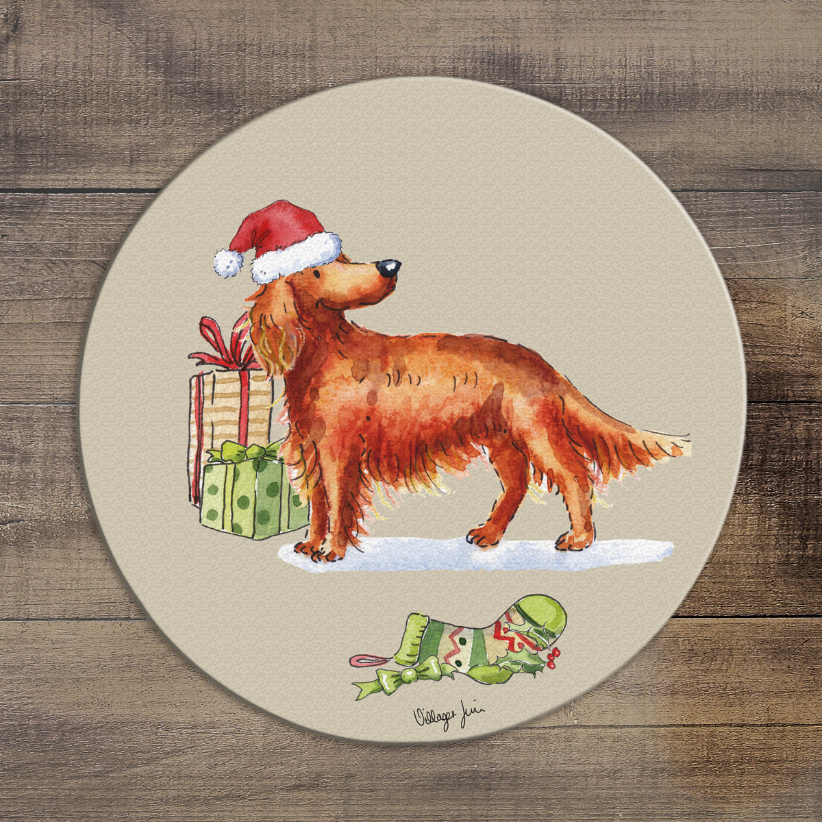 Red Setter Christmas Circular Glass Worktop Saver – Villager Jim's Shop