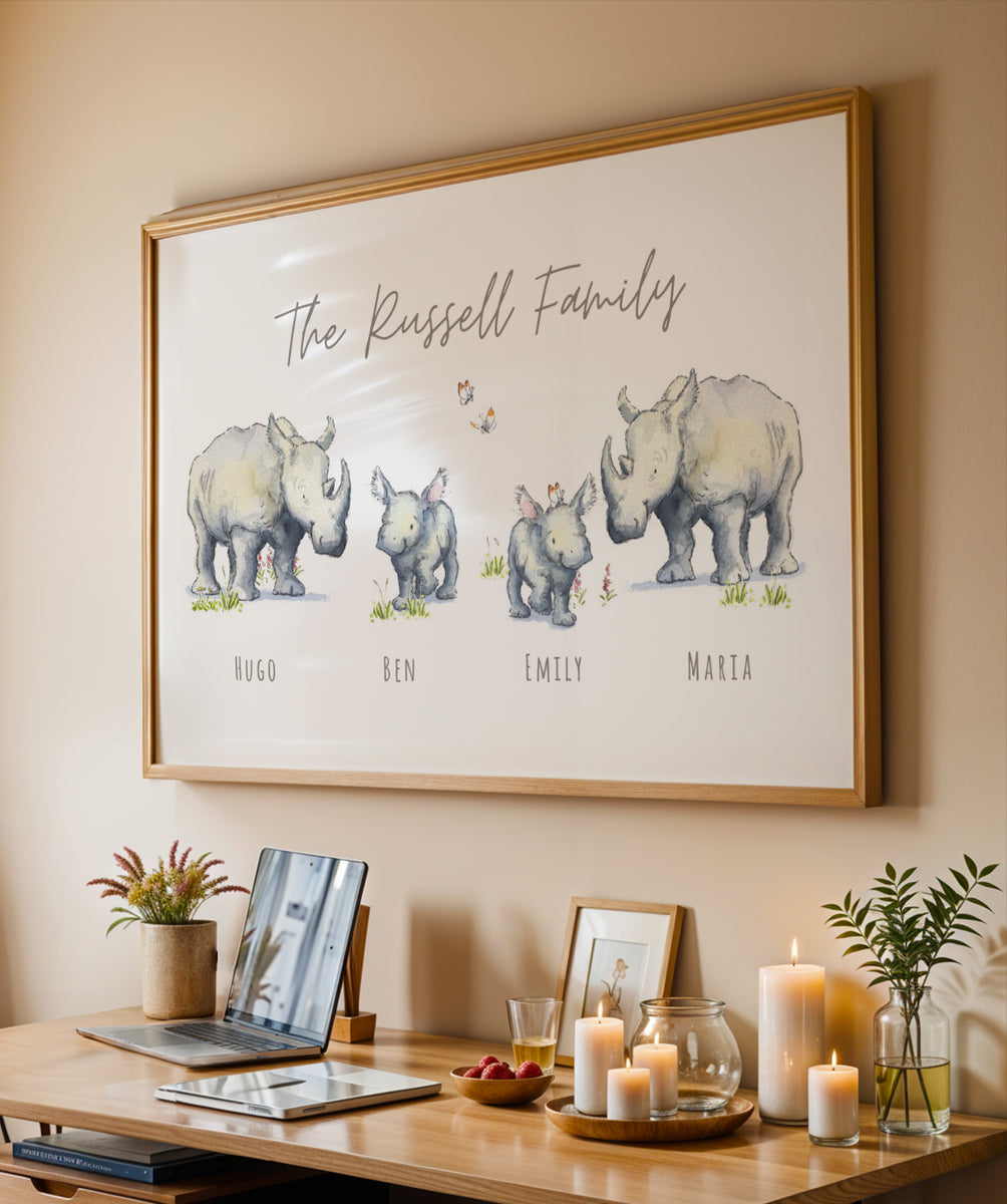 Rhino Wildlife Family Print – Villager Jim's Shop