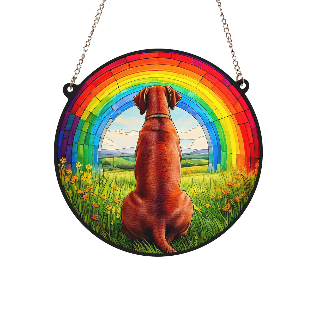 Rhodesian Ridgeback Rainbow Bridge Stained Glass Effect Suncatcher ...