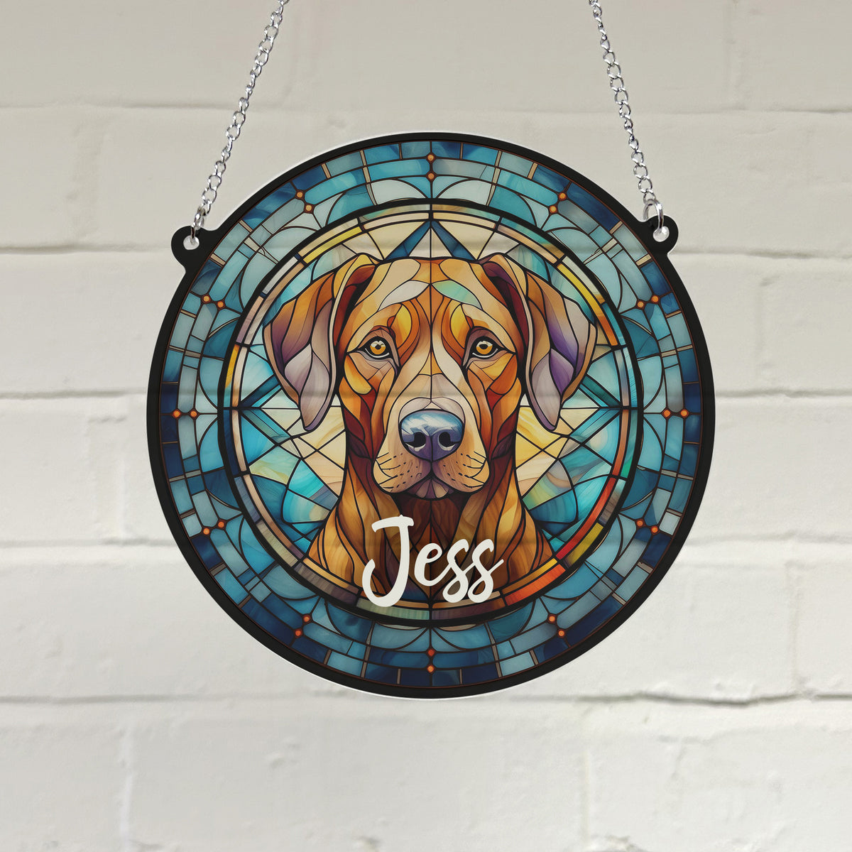 Rhodesian Ridgeback Personalised Stained Glass Effect Suncatcher ...