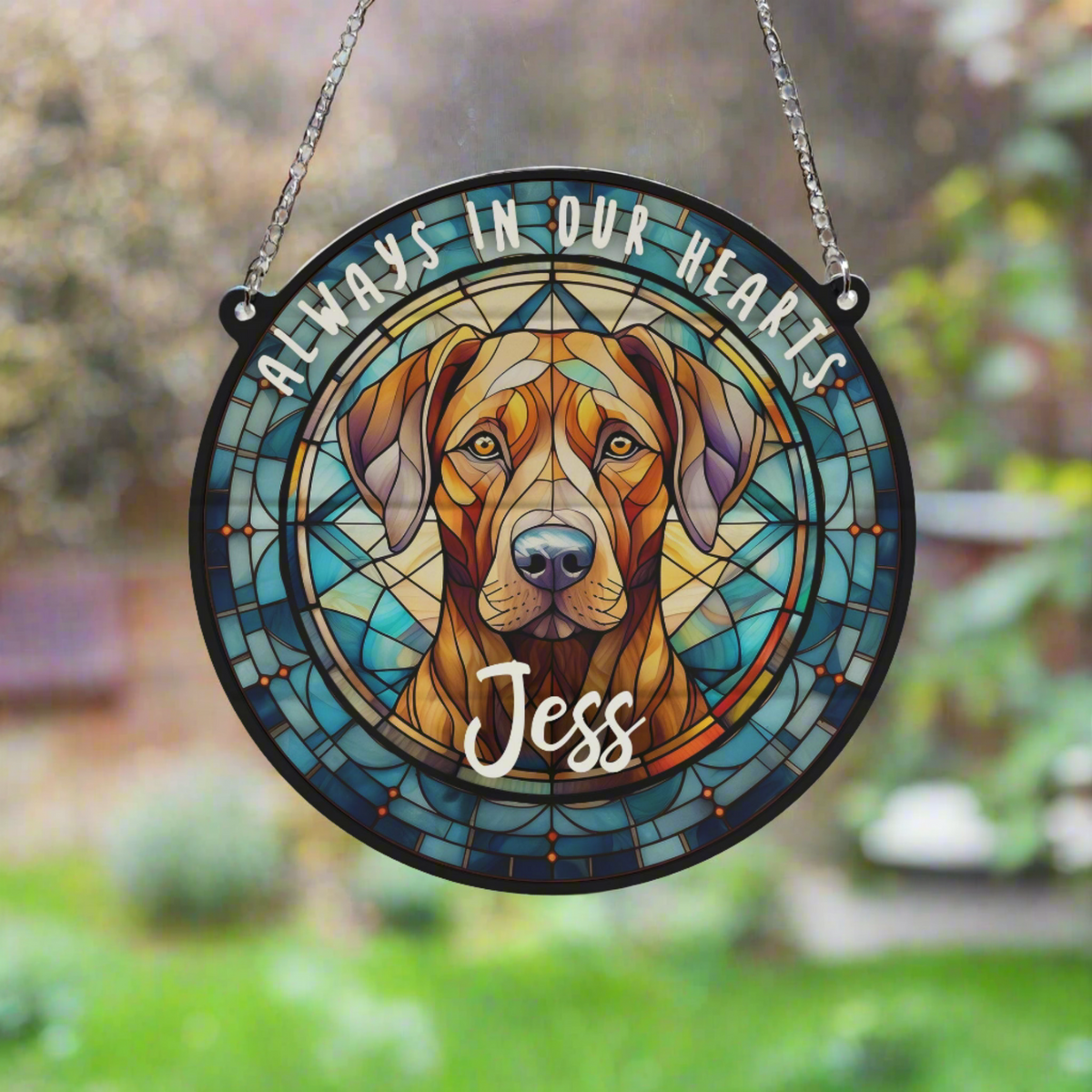 Rhodesian Ridgeback Memorial Stained Glass Effect Suncatcher – Villager ...