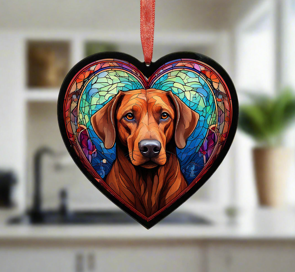 Rhodesian Ridgeback Stained Glass Effect Heart Suncatcher – Villager ...
