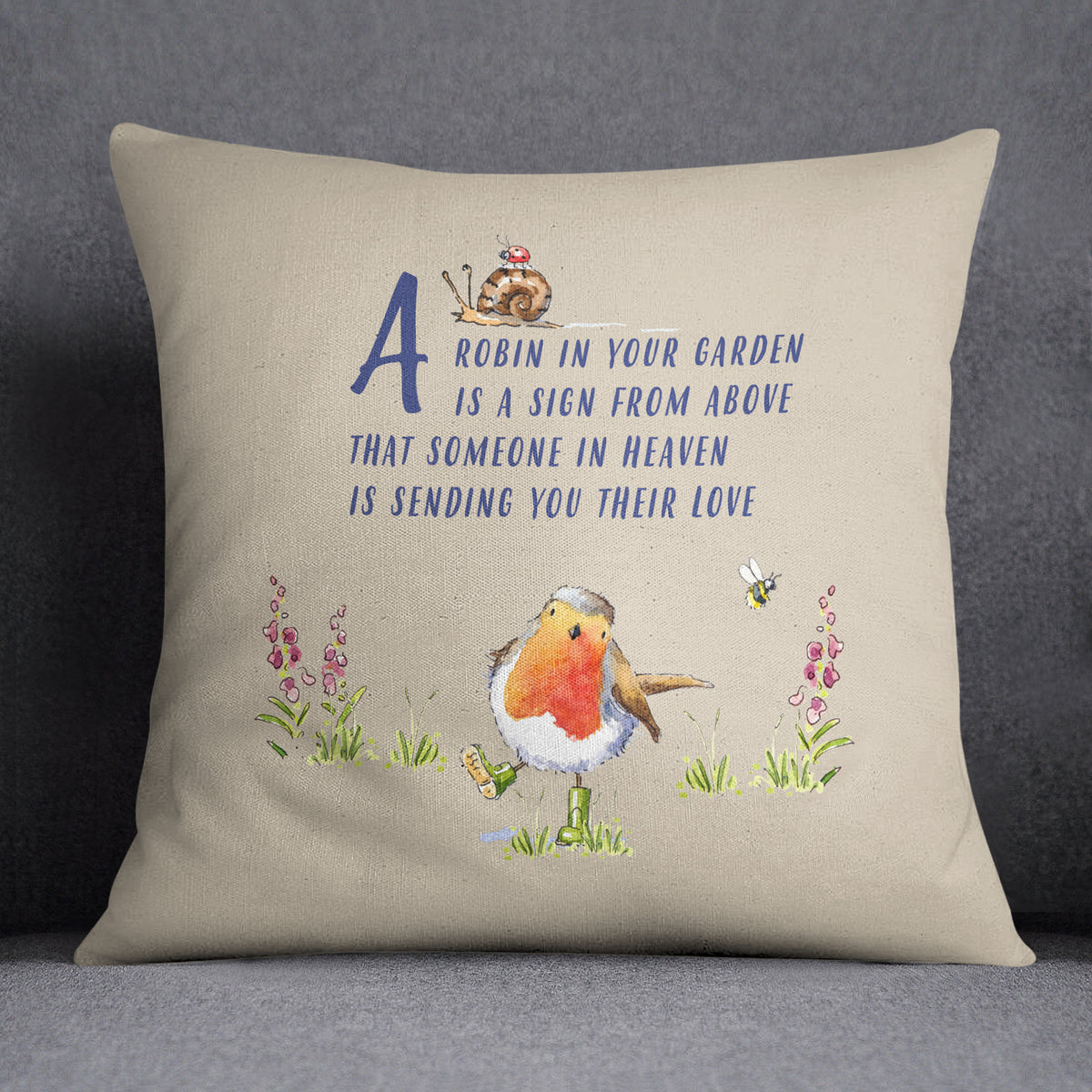 Robin in the Garden Cushion – Villager Jim's Shop