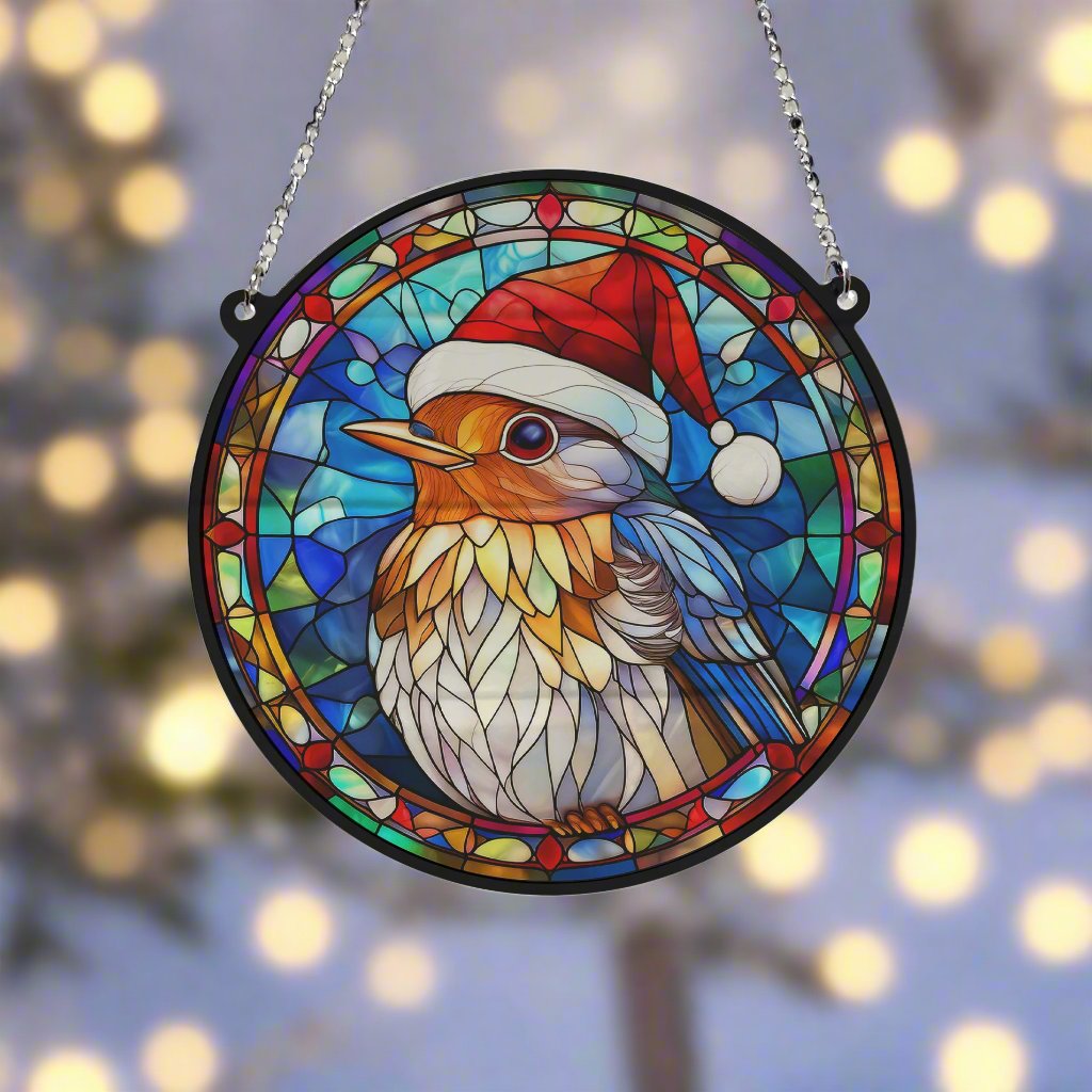 Bobbin Robin Christmas Stained Glass Effect Suncatcher – Villager Jim's ...