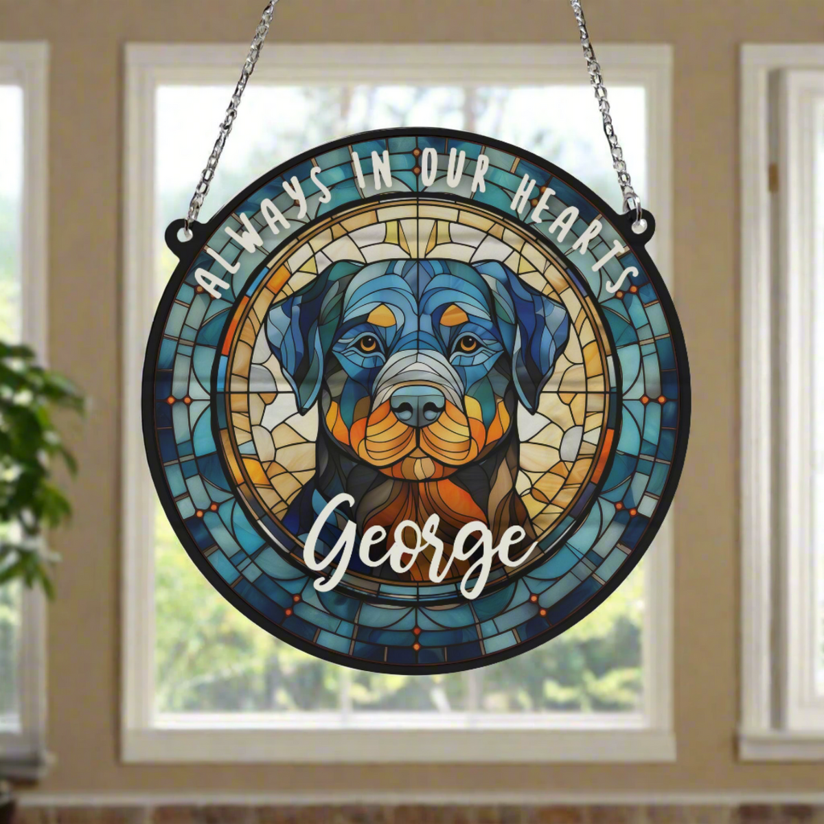 Rottweiler Memorial Stained Glass Effect Suncatcher – Villager Jim's Shop
