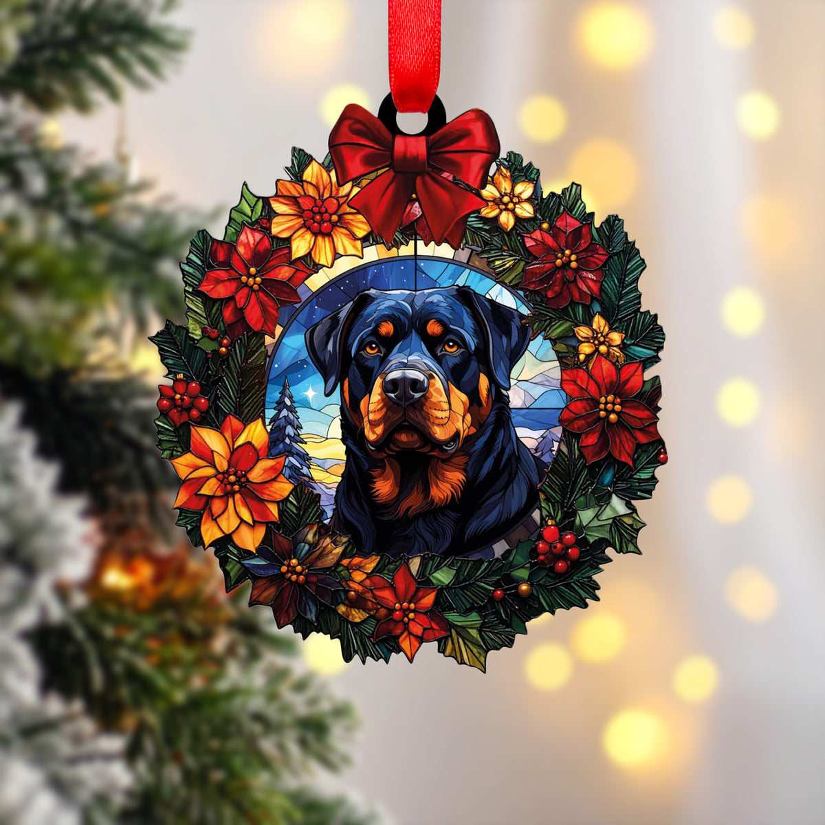 Rottweiler Wreath Christmas Decoration – Villager Jim's Shop