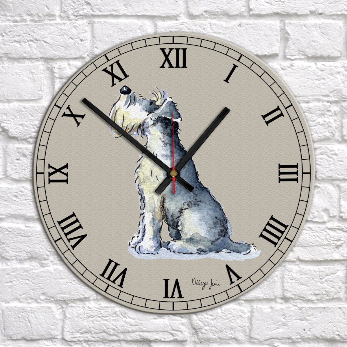 Schnauzer Sitting Clock – Villager Jim's Shop