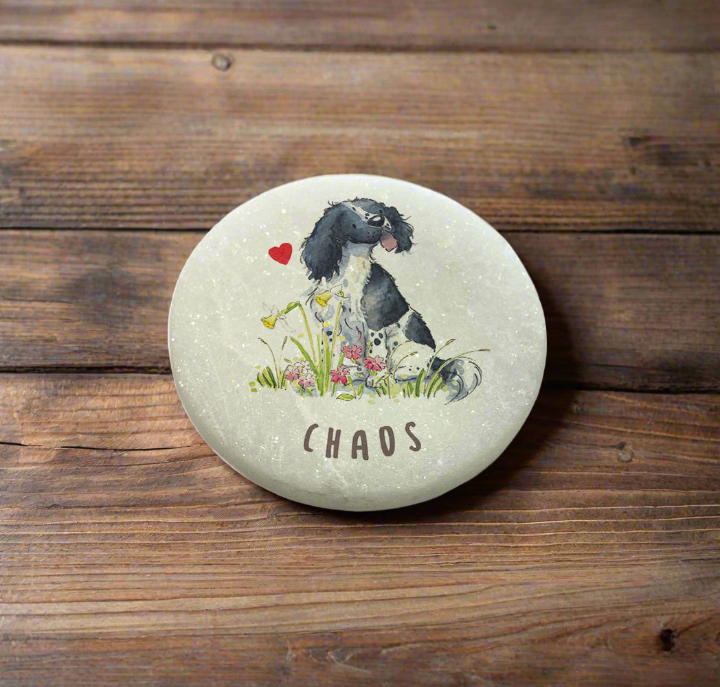 Springer Spaniel Black & White Marble Memorial – Villager Jim's Shop