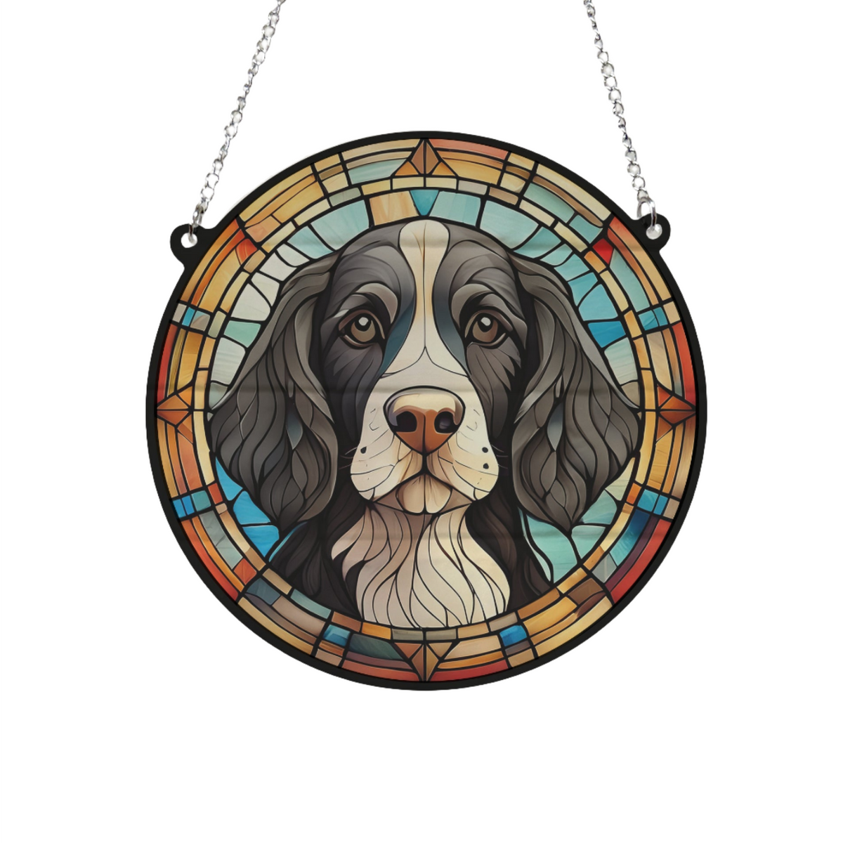 Springer Spaniel Black & White Stained Glass Effect Suncatcher ...