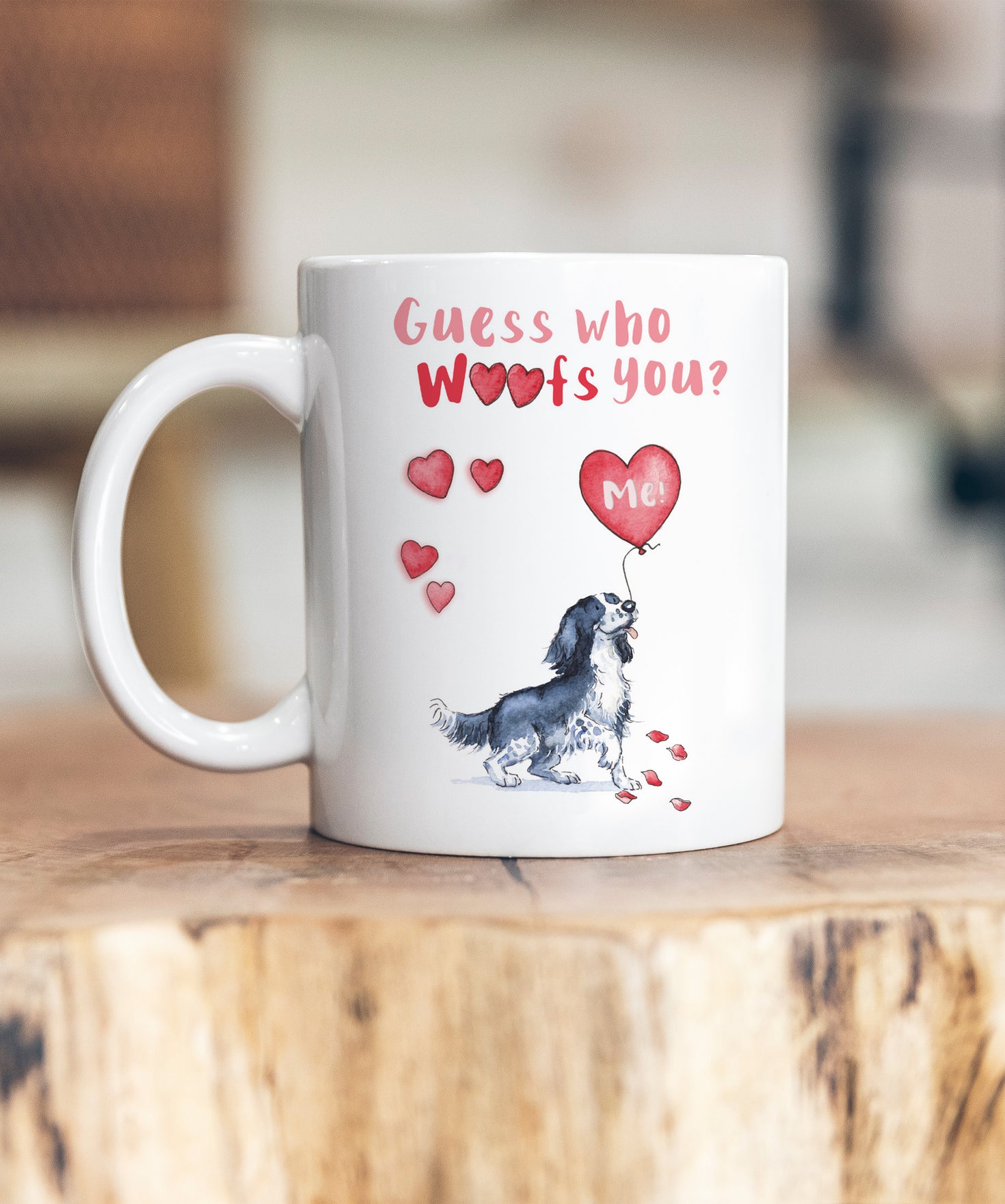 Sprocker Black & White Guess Who Woofs You Ceramic Mug – Villager Jim's ...