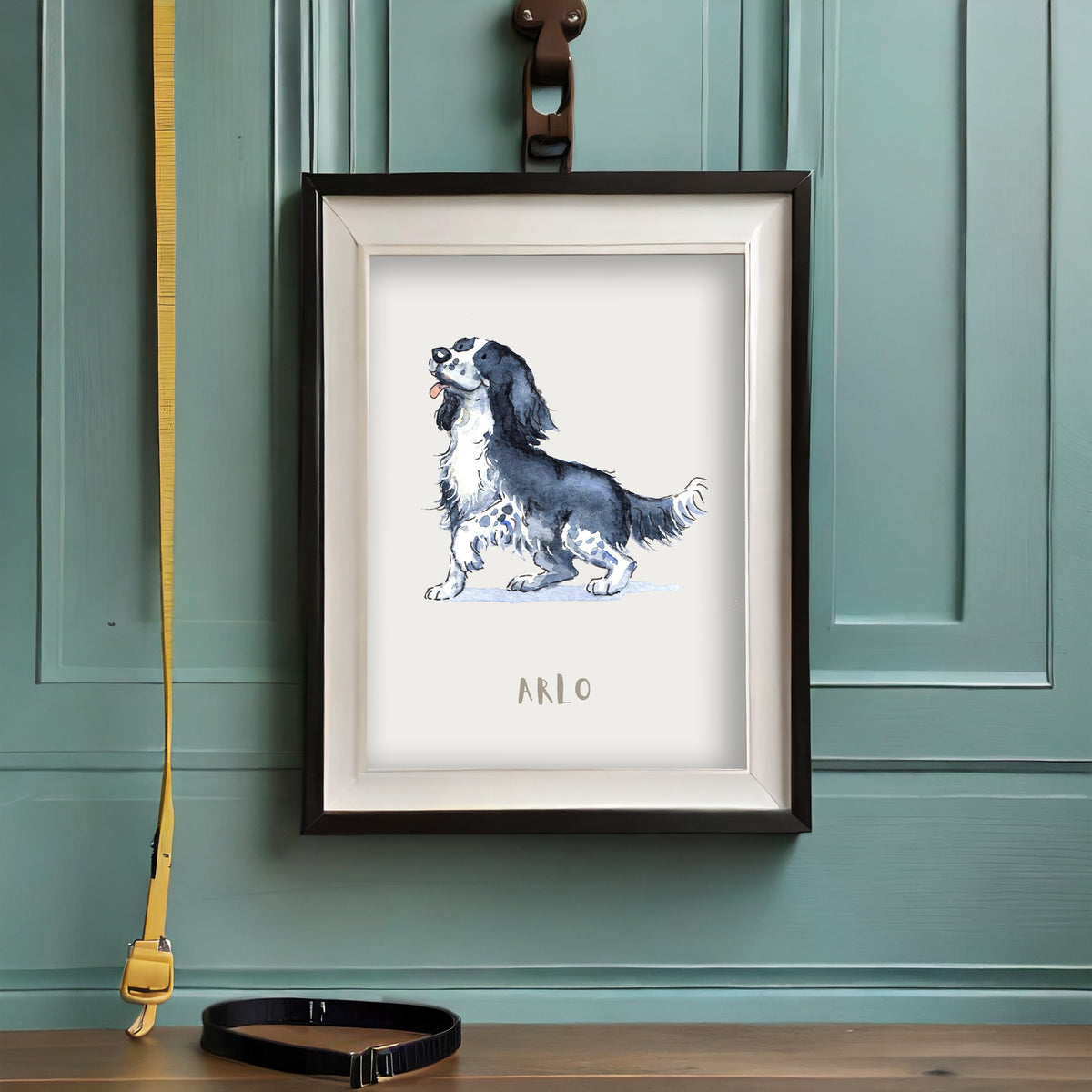 Sprocker Black & White Personalised Dog Print – Villager Jim's Shop