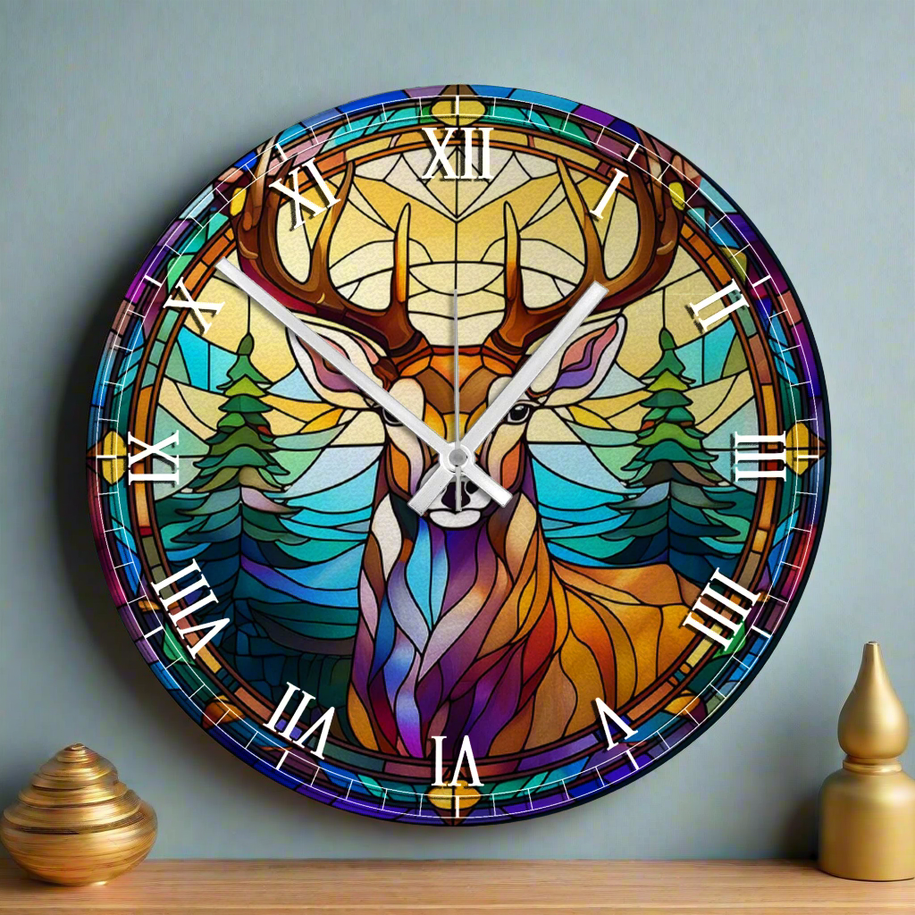 Stag Suncatcher Effect Clock 2 – Villager Jim's Shop