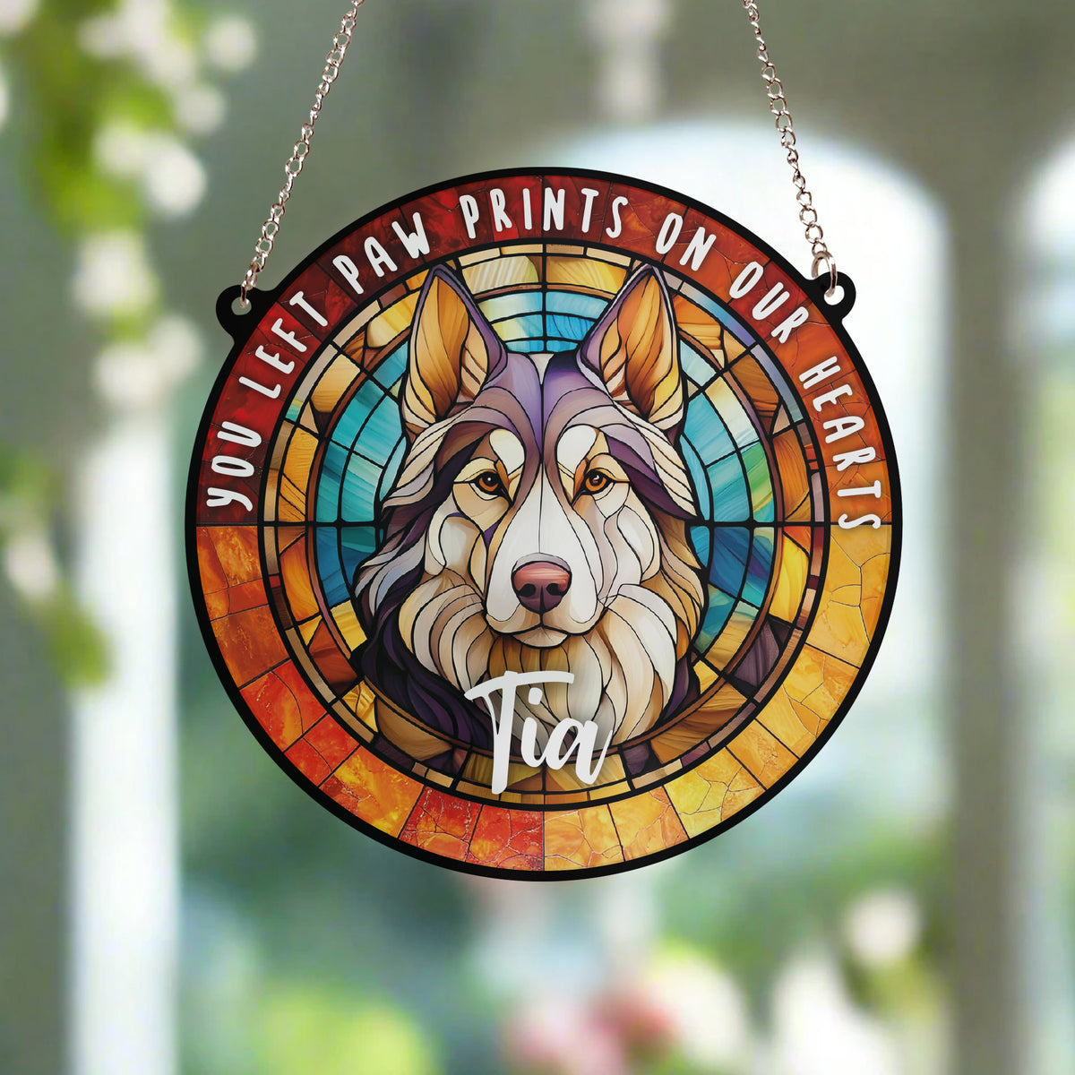 Husky Paw Print Heart Stained Glass Effect Suncatcher – Villager Jim's Shop
