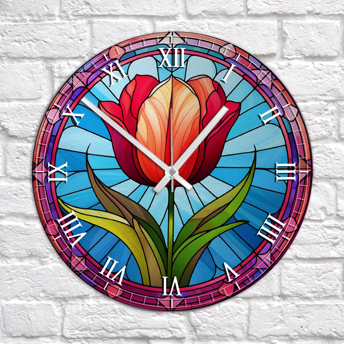 Tulip Suncatcher Effect Clock – Villager Jim's Shop