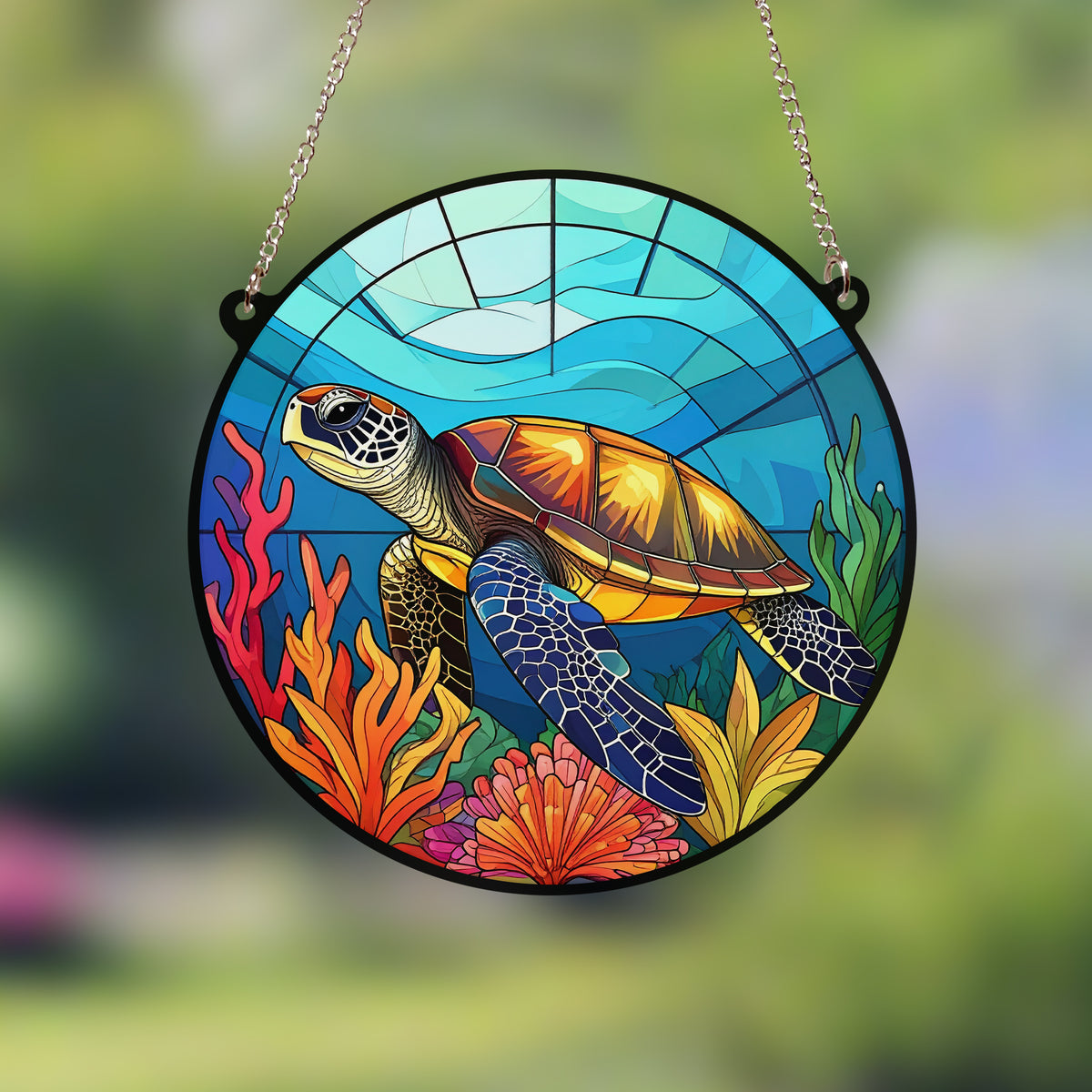 Turtle Stained Glass Effect Suncatcher – Villager Jim's Shop
