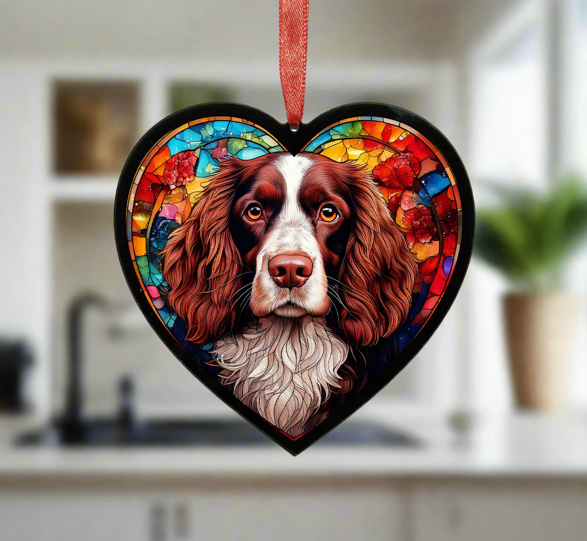 Welsh Springer Wirehaired Stained Glass Effect Heart Suncatcher ...