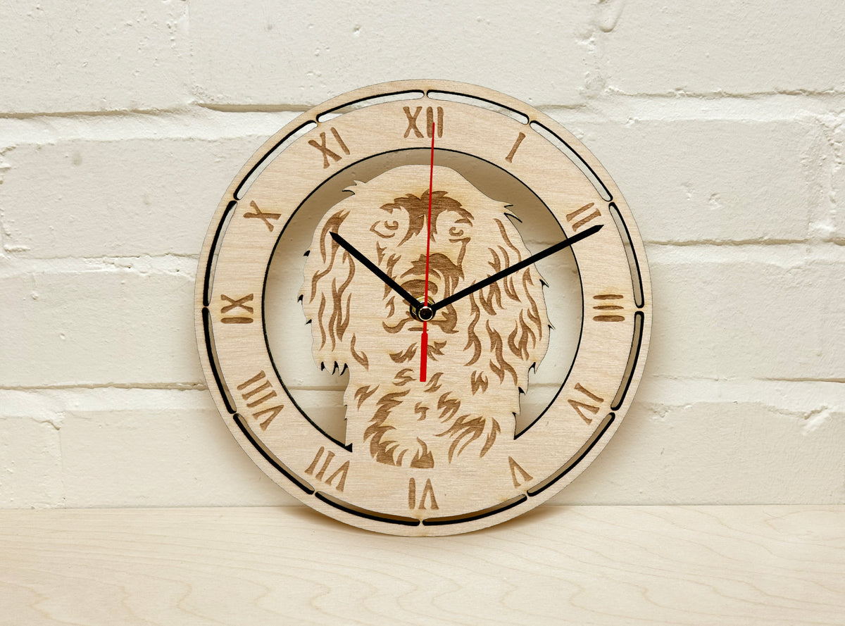 Working Cocker Spaniel Wooden Engraved Clock – Villager Jim's Shop