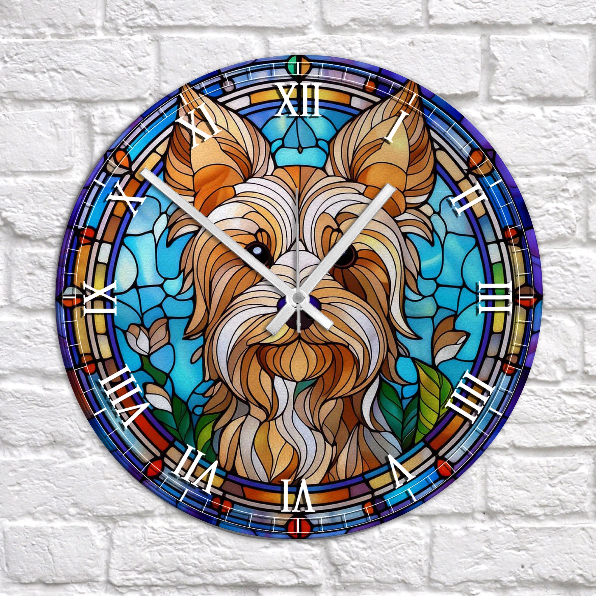 Yorkshire Terrier Stained Glass Pattern Stained Glass Dog Royalty Free
