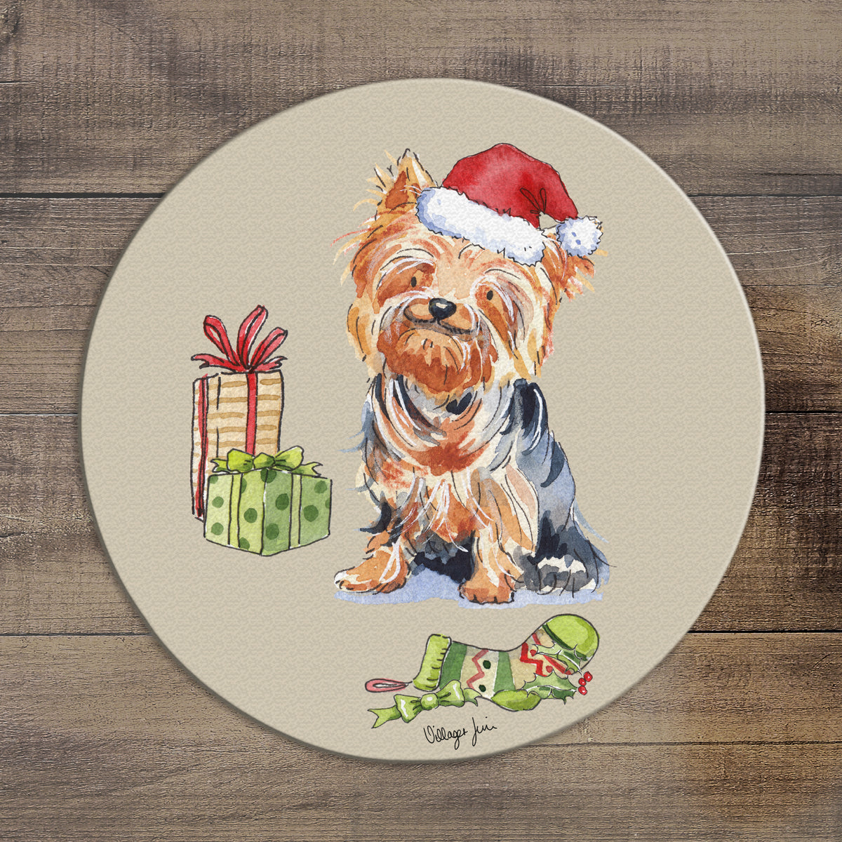Yorkshire Terrier Christmas Circular Glass Worktop Saver – Villager Jim ...